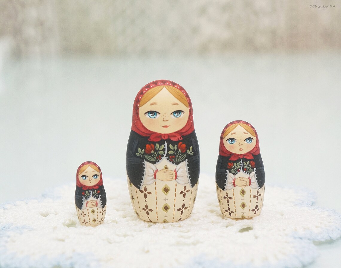 Red Russian Nesting Dolls-5piece Setmatryoshka Nesting - Etsy