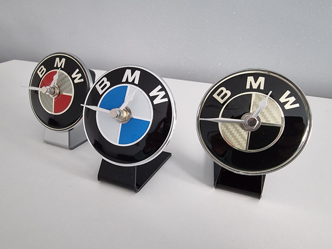 BMW Table Desk Top Clock 82mm Car Badge Emblem Blue Black Red Fathers ...