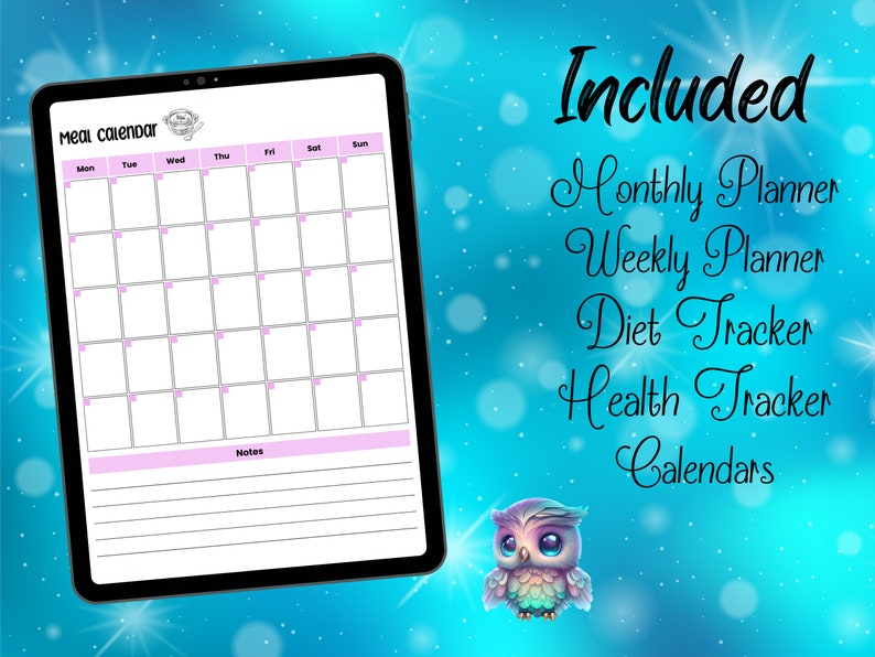 Printable Meal Planner Digital Monthly Meal Planner Diet Tracker ...
