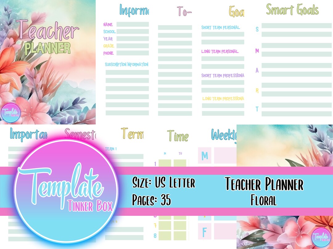 Floral Teacher Digital Planner Downloadable Digital Journal Planner ...