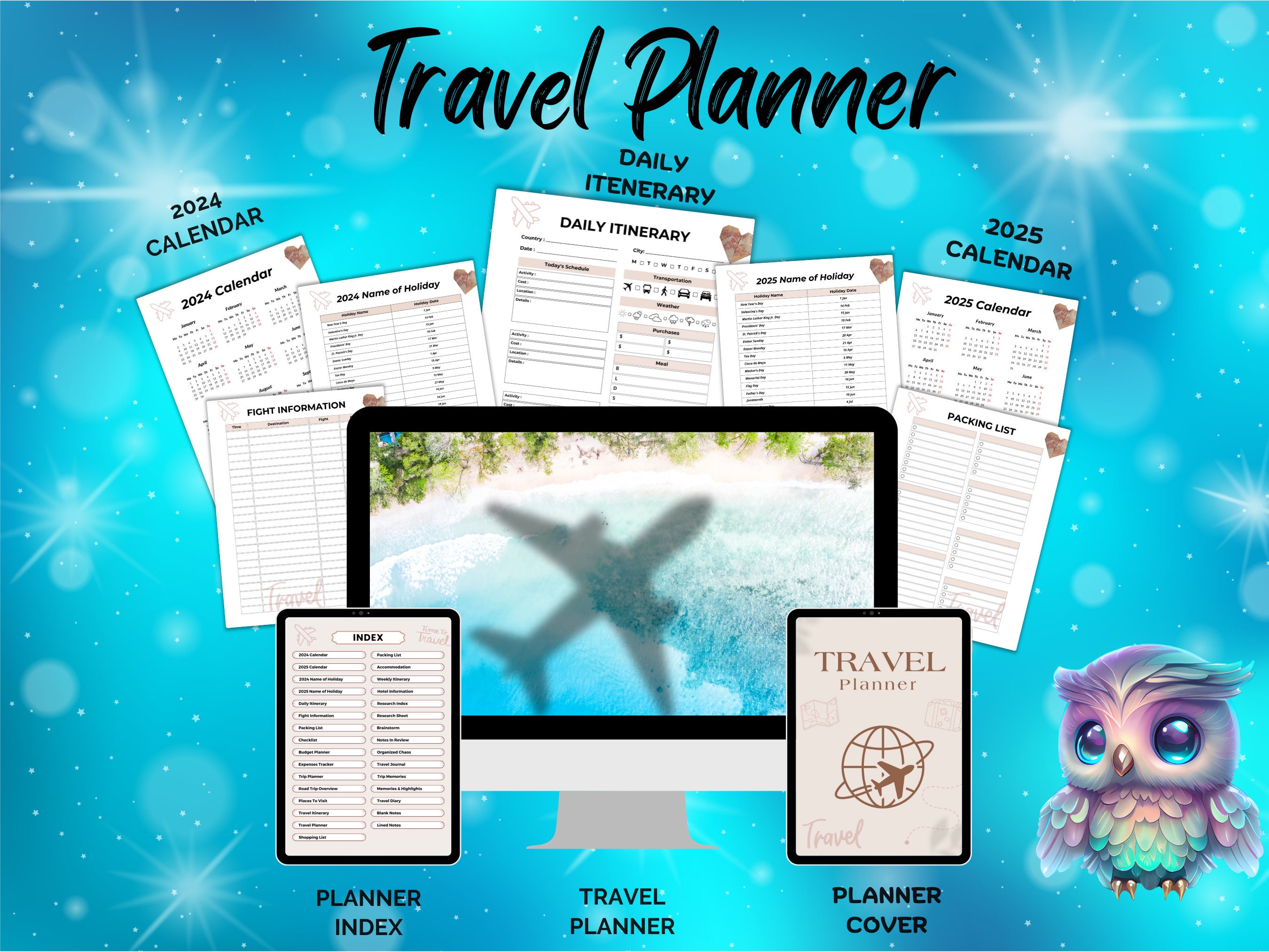 Travel Planner Printable Minimalist Planner Cruise Digital Travel ...