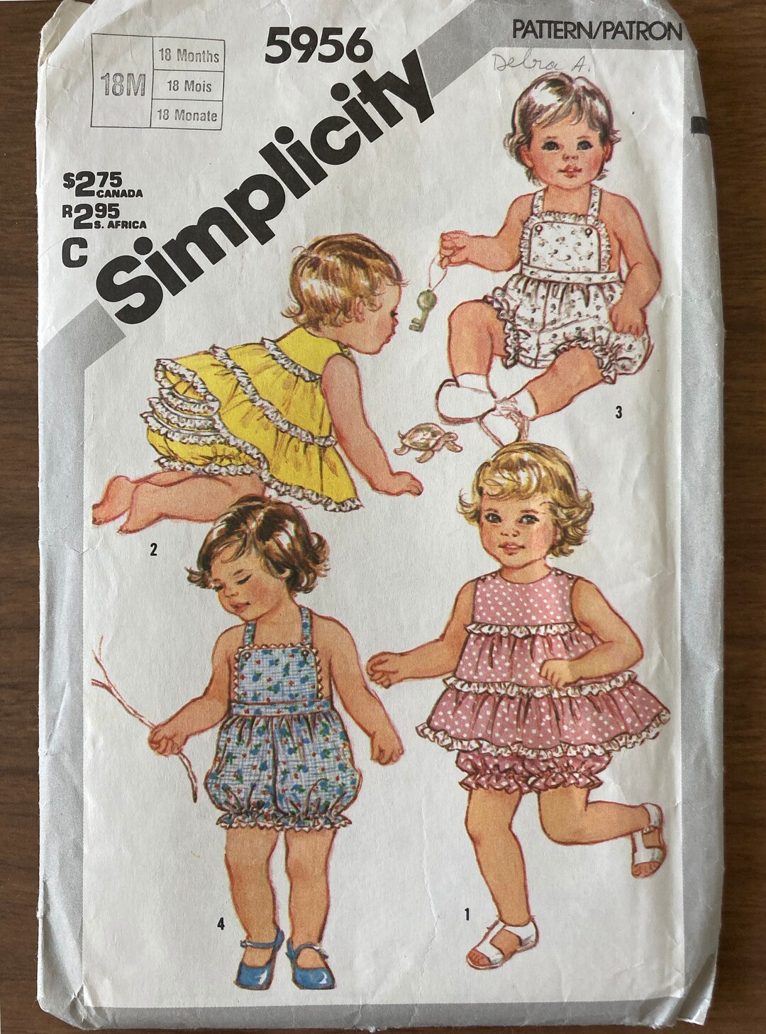 Vintage Sewing Pattern, Simplicity 5956, Toddler Size 18 Months, Cute ...