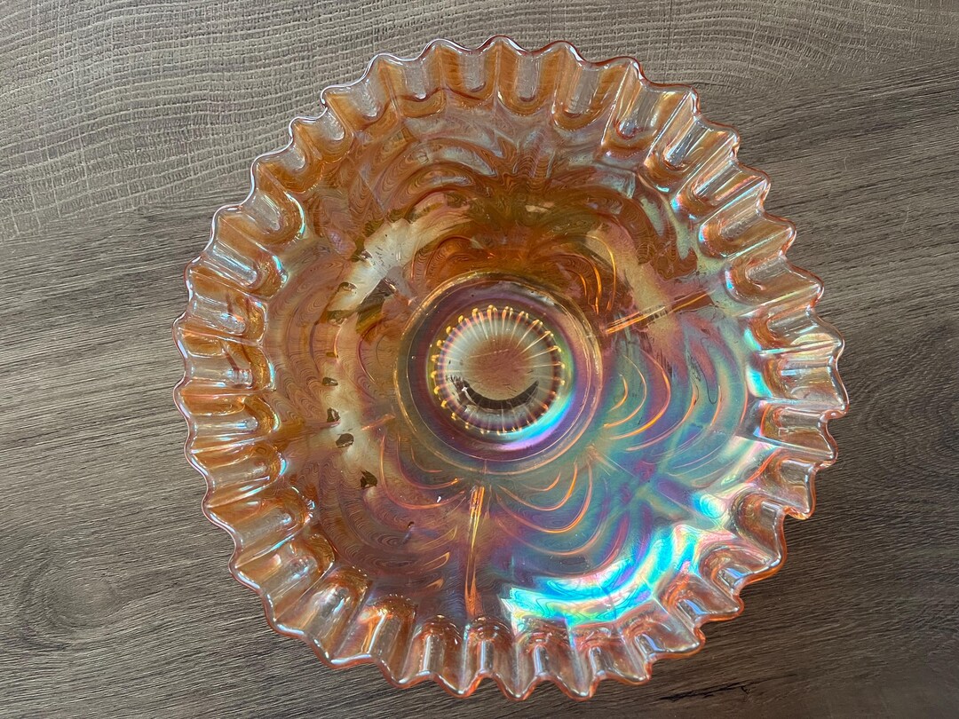 Vintage Fenton Marigold Carnival Glass Bowl - Reverse Drapery Imperial ...