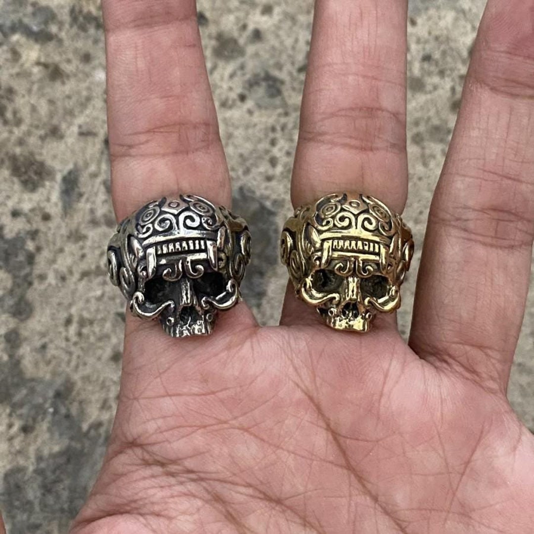 Handmade Balinese Barong Style Ethnic Bali Jawless Skull Ring ...