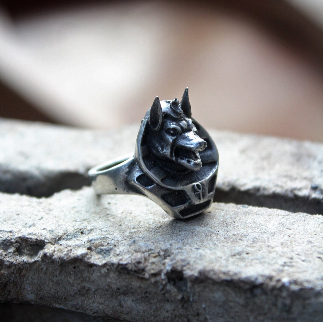 Small Anubis Ancient Egyptian God of the Dead Ring, Handmade Lead Free ...