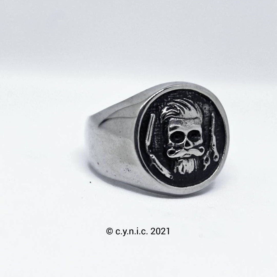 THE BARBER Ring, Handmade Silver Ring, Biker Ring, Rat Fink, Bikers ...