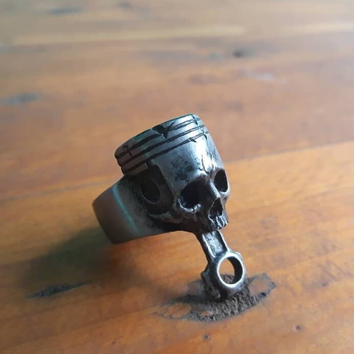 Piston Head Jawless Skull Ring Handmade Lead Free Pewter - Etsy