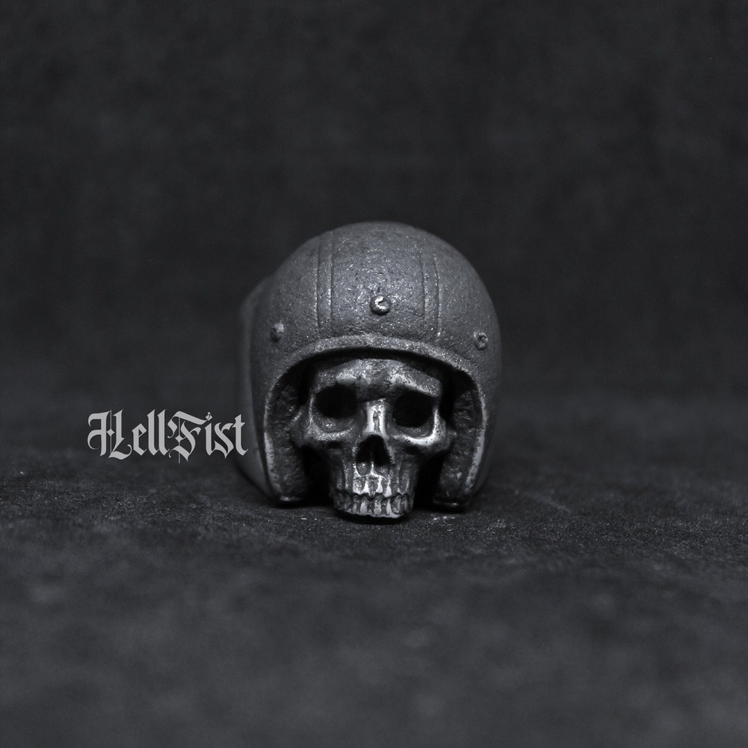 Handmade Helmet Jawless Skull Ring, Oxidized Lead Free Pewter Ring ...