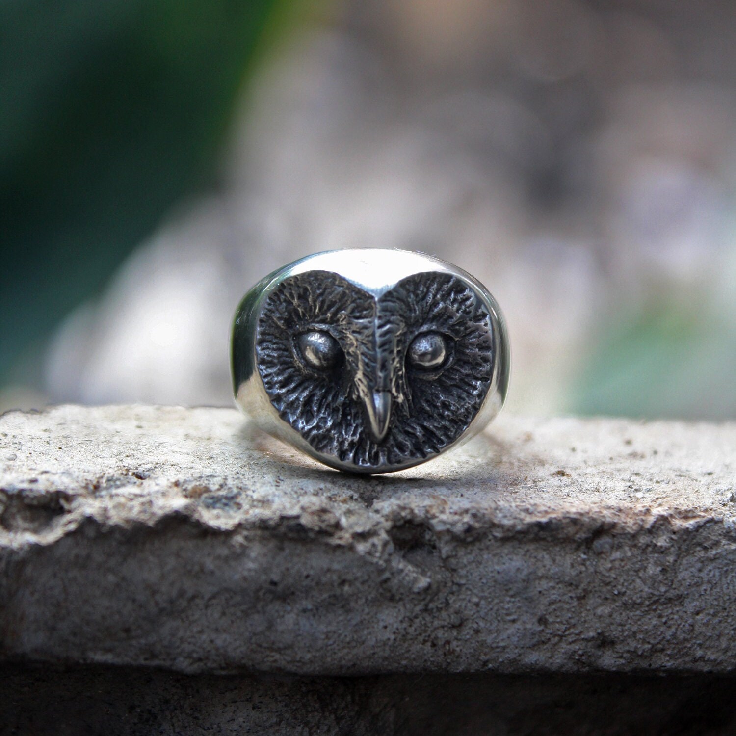 Barn Owl Night Nocturnal Watcher Bird Ring, Handmade Lead Free Pewter ...