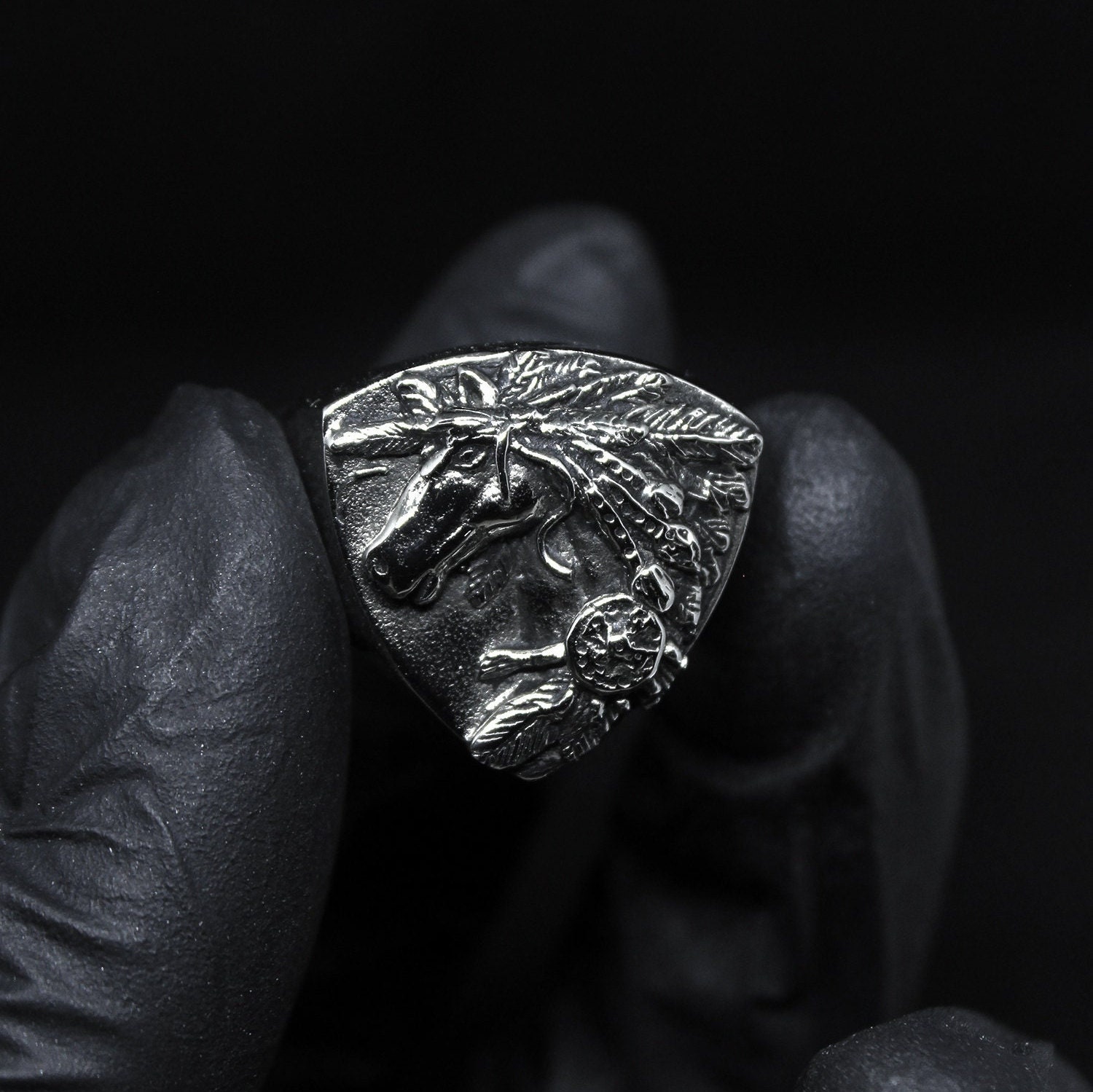 Indian Iron Horse Silver Signet Ring Handmade Lead Free - Etsy