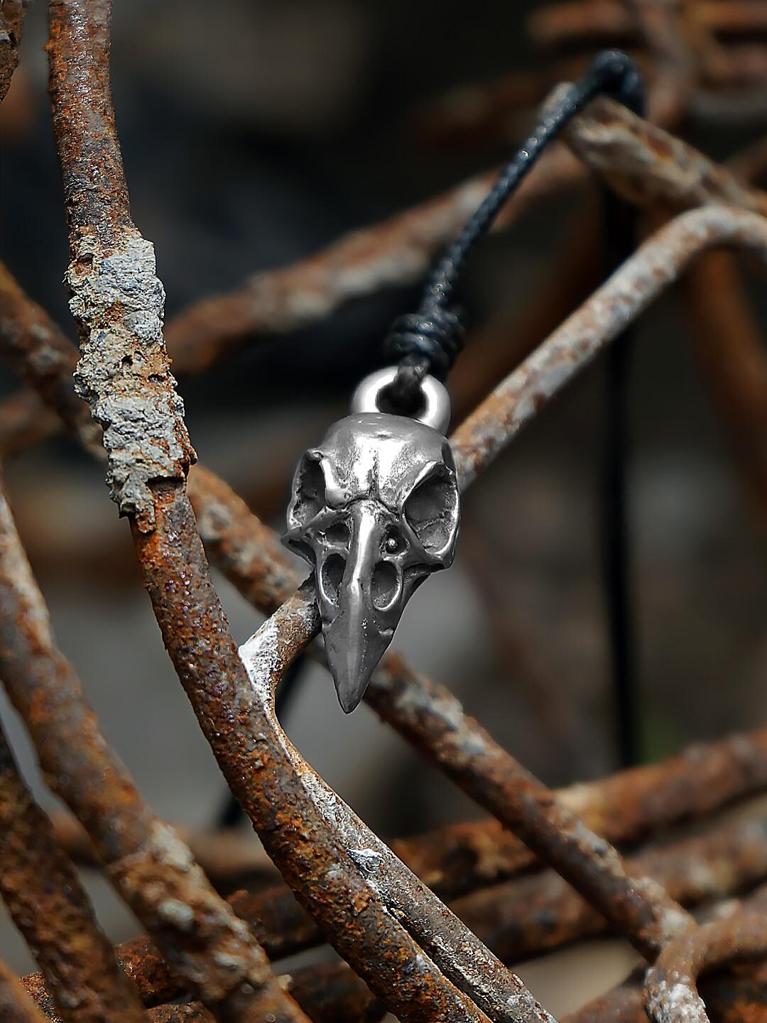 Handmade Animal Bird Crow Skull Pendant. Oxidized Lead Free Pewter Crow ...