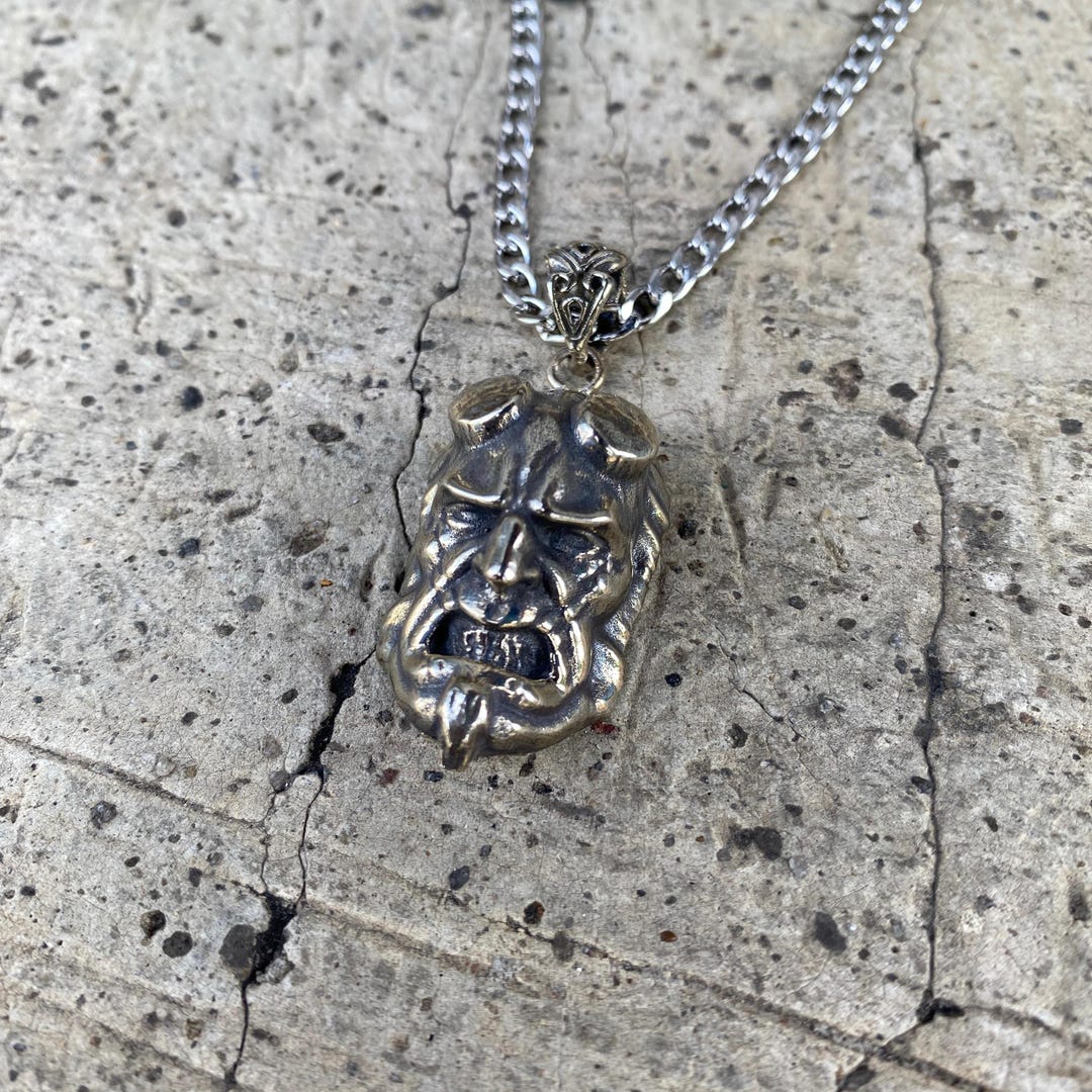Handmade Son of Demon Hellboy Head Silver Pendant. Oxidized Brass and ...