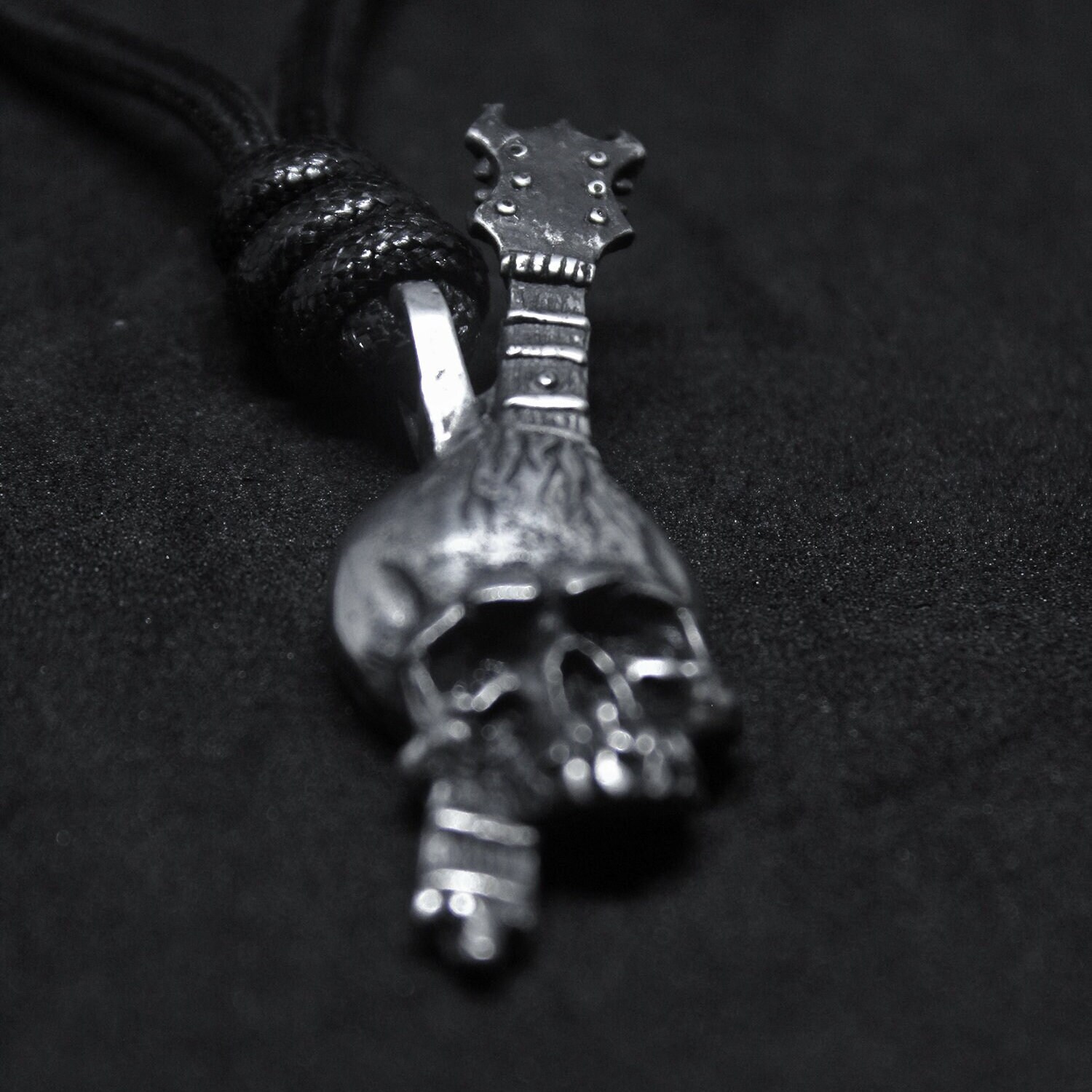 Guitar Hero Rock and Roll Skull Pendant, Handmade Lead Free Pewter ...