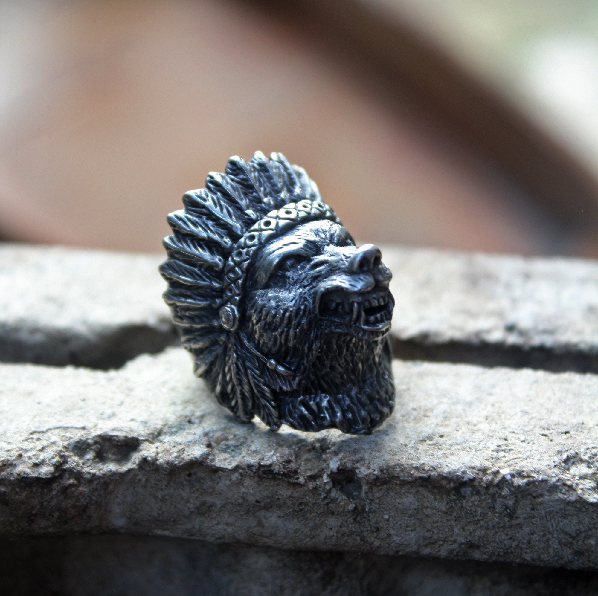 Werewolf Monster Indian Wolf Ring, Handmade Lead Free Pewter Wolves ...