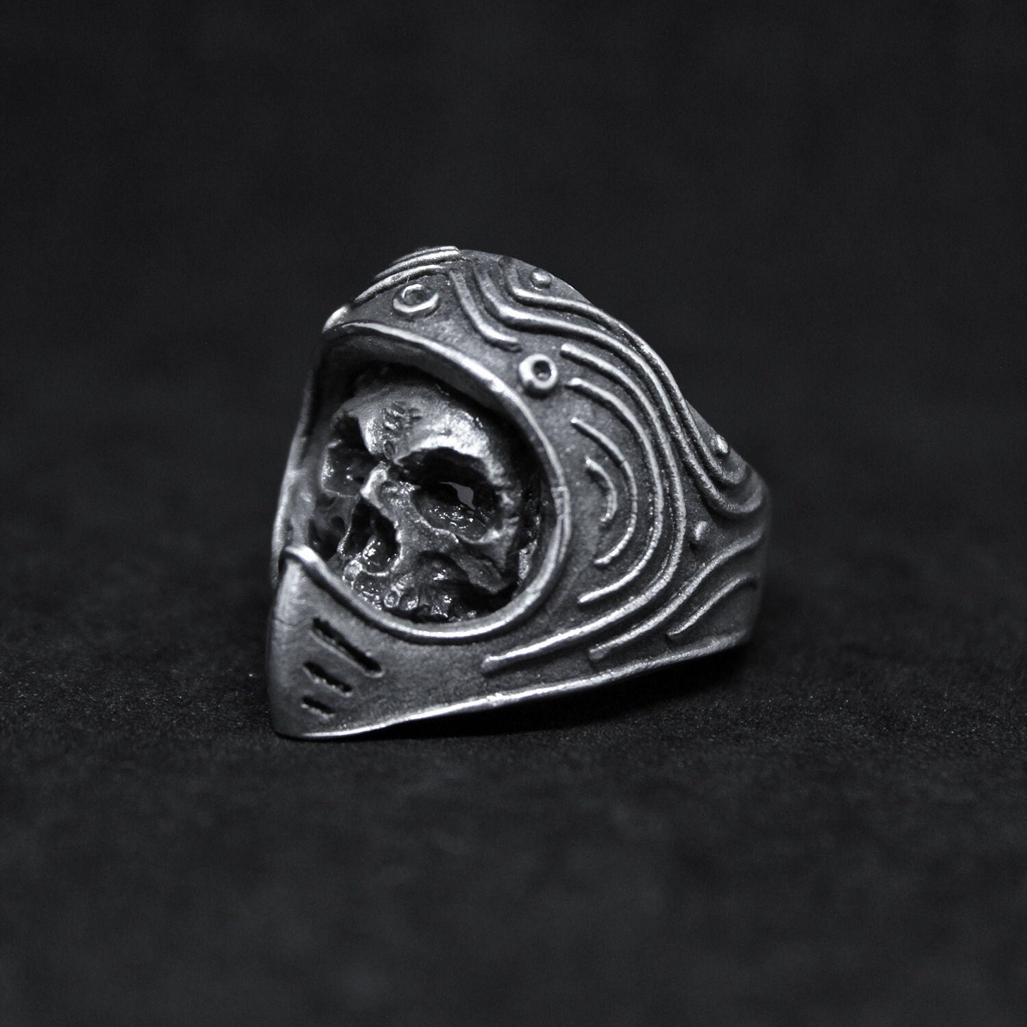 Classic Cafe Racer Helmet Skull Ring, Handmade Lead Free Pewter, Brass ...