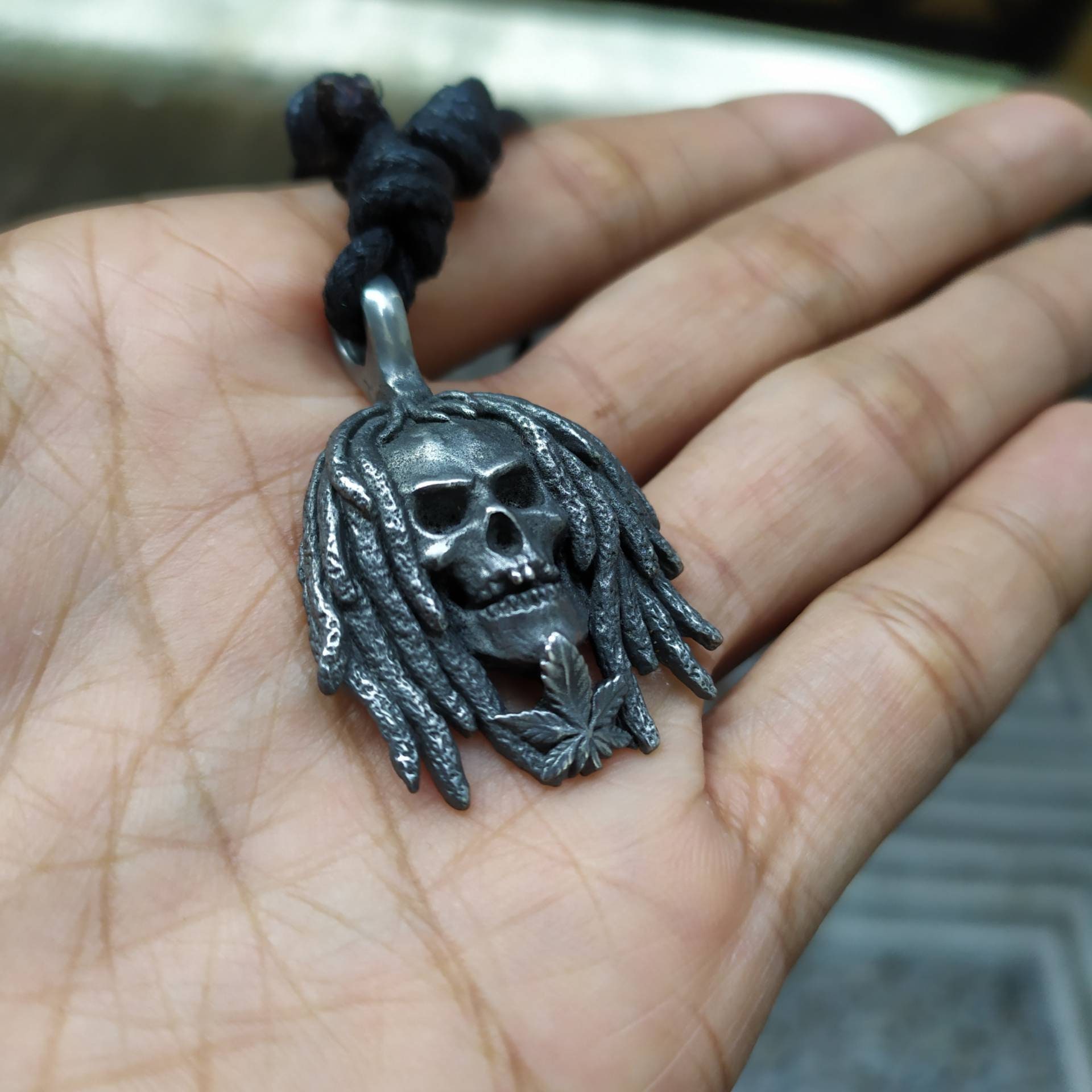 Rasta Man Dreadlocks Reggae Jamaican Style Skull Pendant, Handmade Lead ...