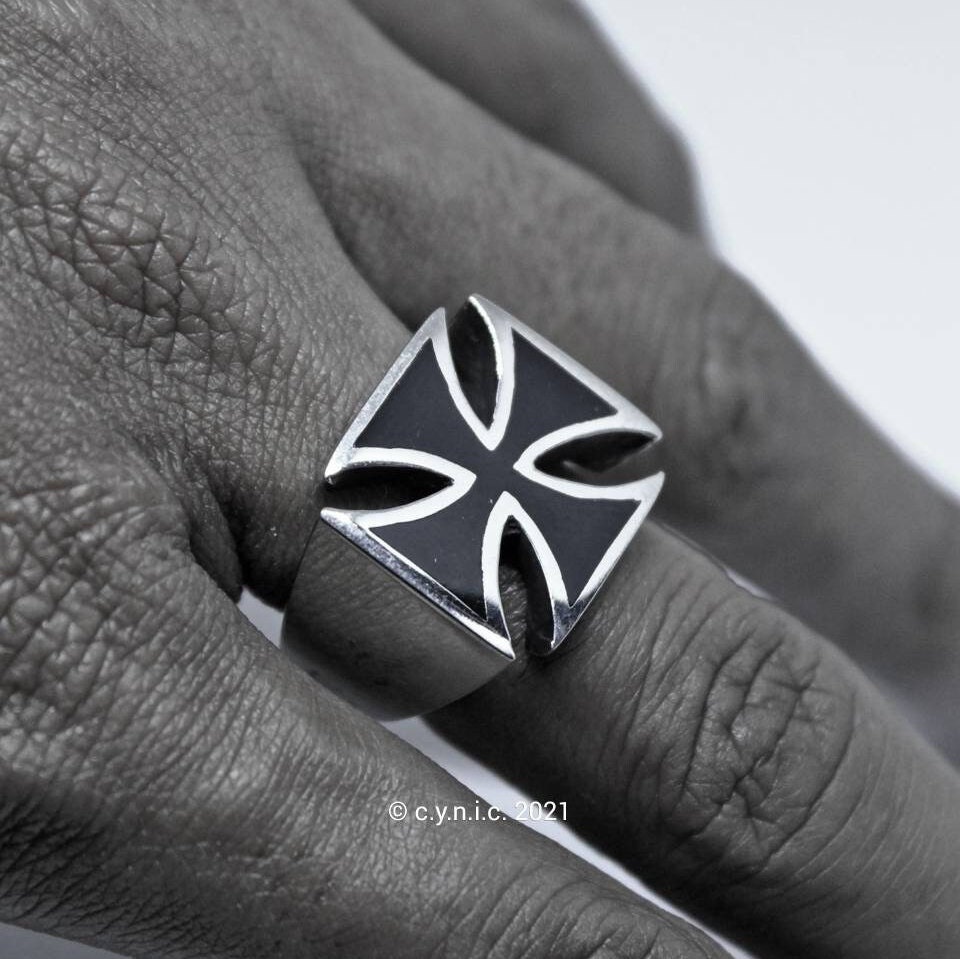 IRON CROSS Ring Handmade Silver Ring Biker Ring Rat Fink - Etsy