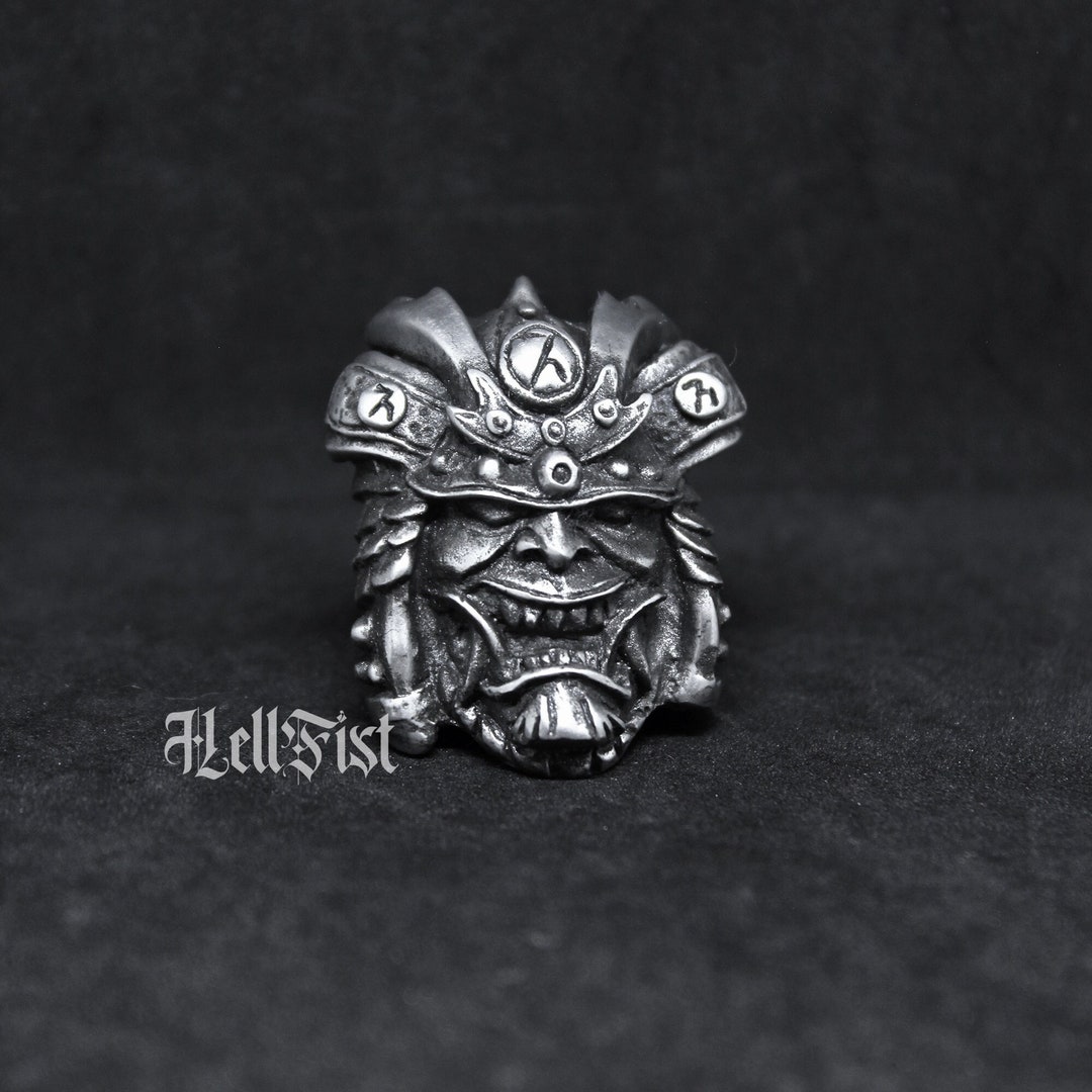Handmade Japanese Traditional Warrior Monster Samurai Ring, Oxidized ...
