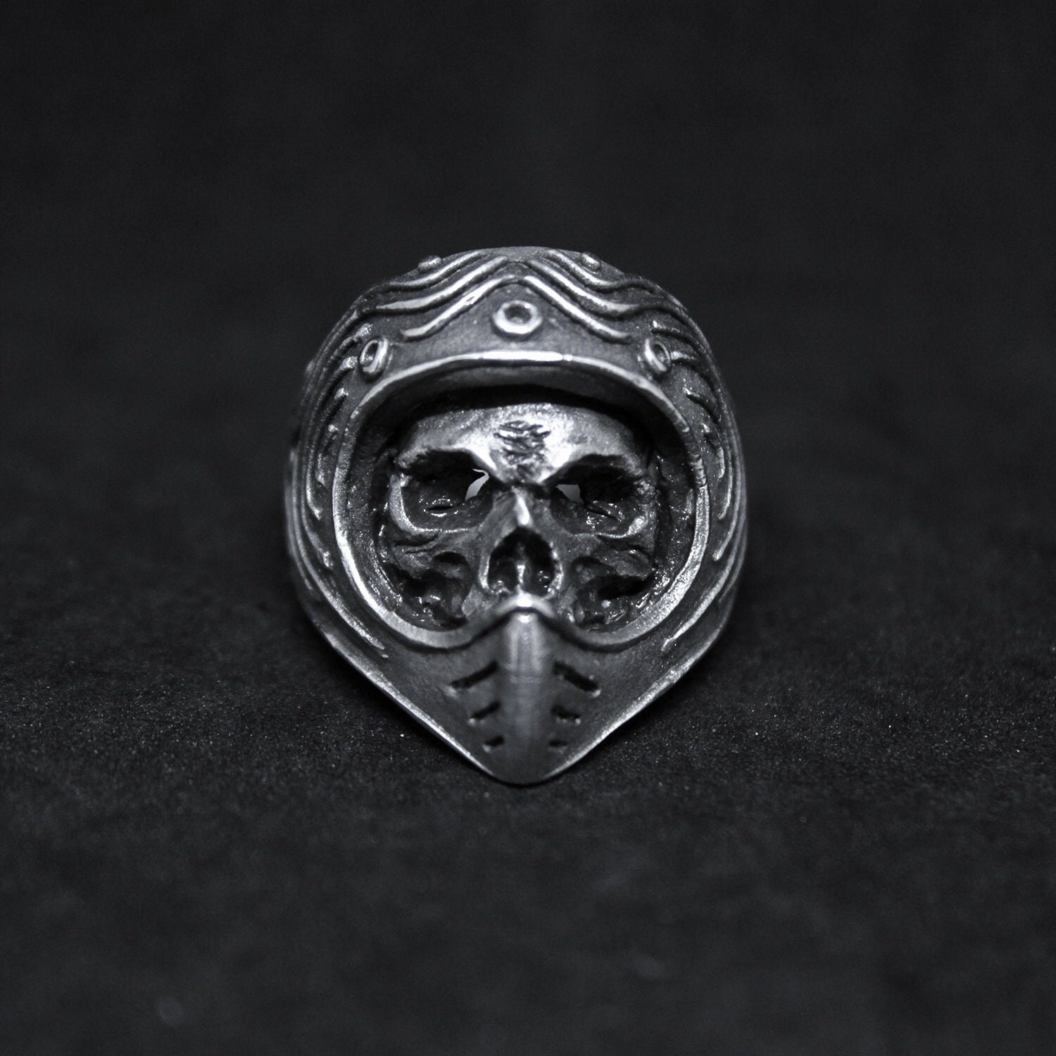 Classic Cafe Racer Helmet Skull Ring, Handmade Lead Free Pewter, Brass ...
