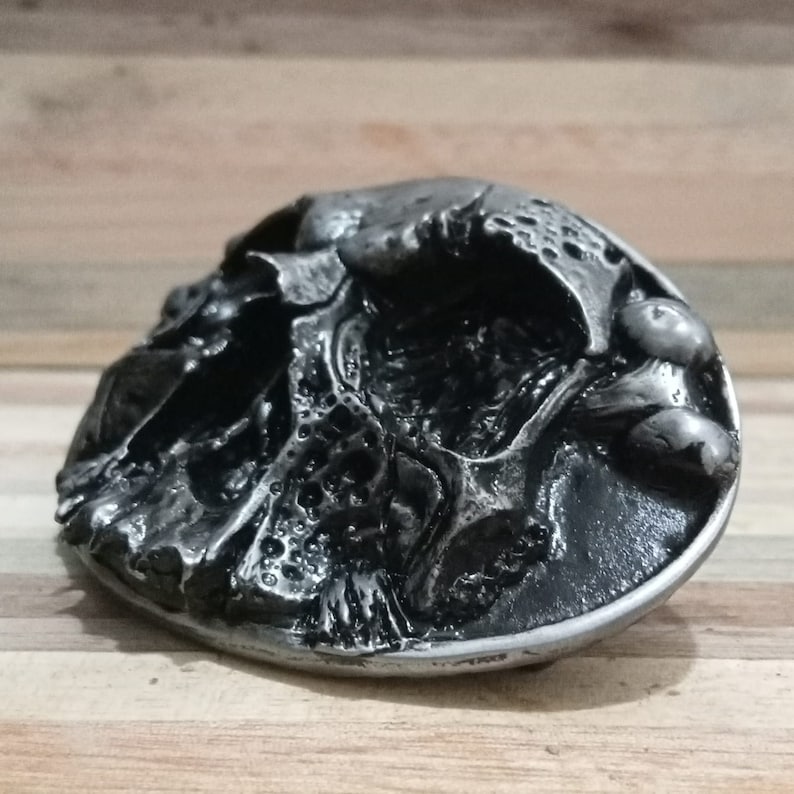 Handmade Jawless Big Skull Crossbones Belt Buckle : Oxidized Lead Free ...
