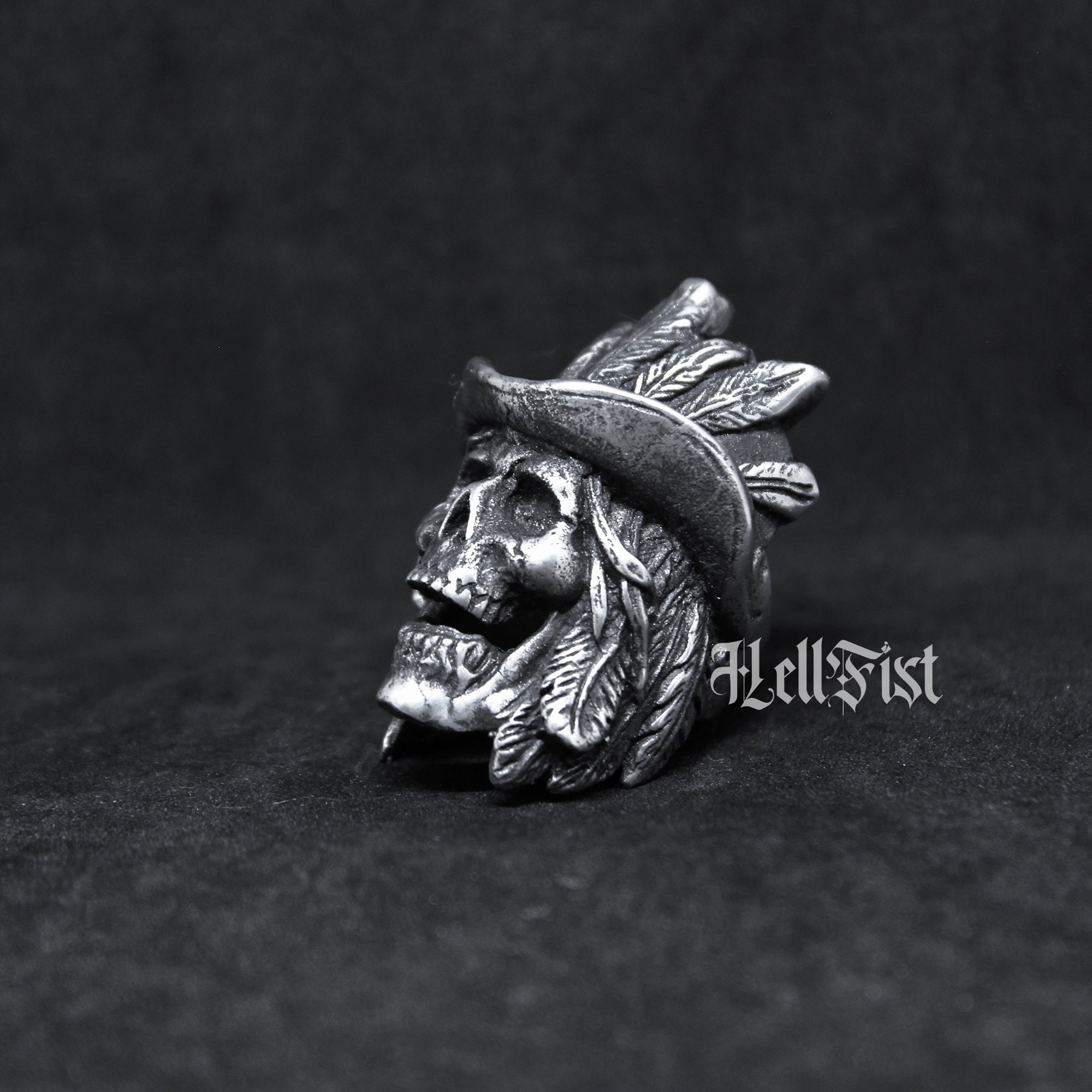 Handmade Rockstar Singer Rocker Skull Ring, Oxidized Lead Free Pewter ...