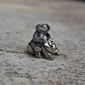 Medusa a Gorgon Monster Silver Ring, Handmade White Brass and Sterling ...
