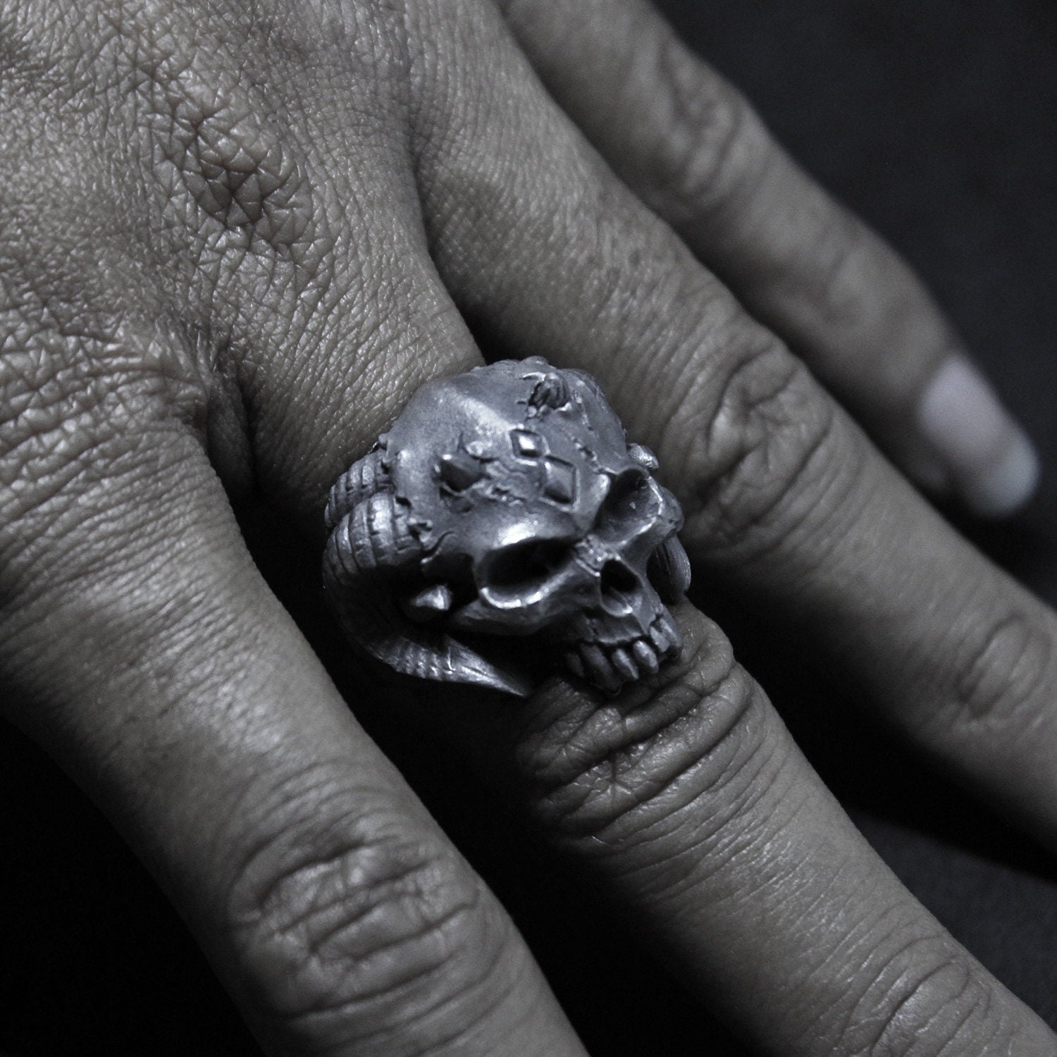 Devil Horns Demonic Skull Ring Handmade Lead Free Pewter - Etsy