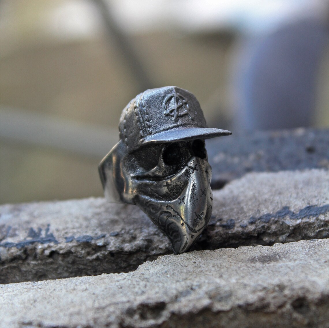 Anarchy Snapback Gangster Skull Ring, Handmade Lead Free Pewter Skull ...