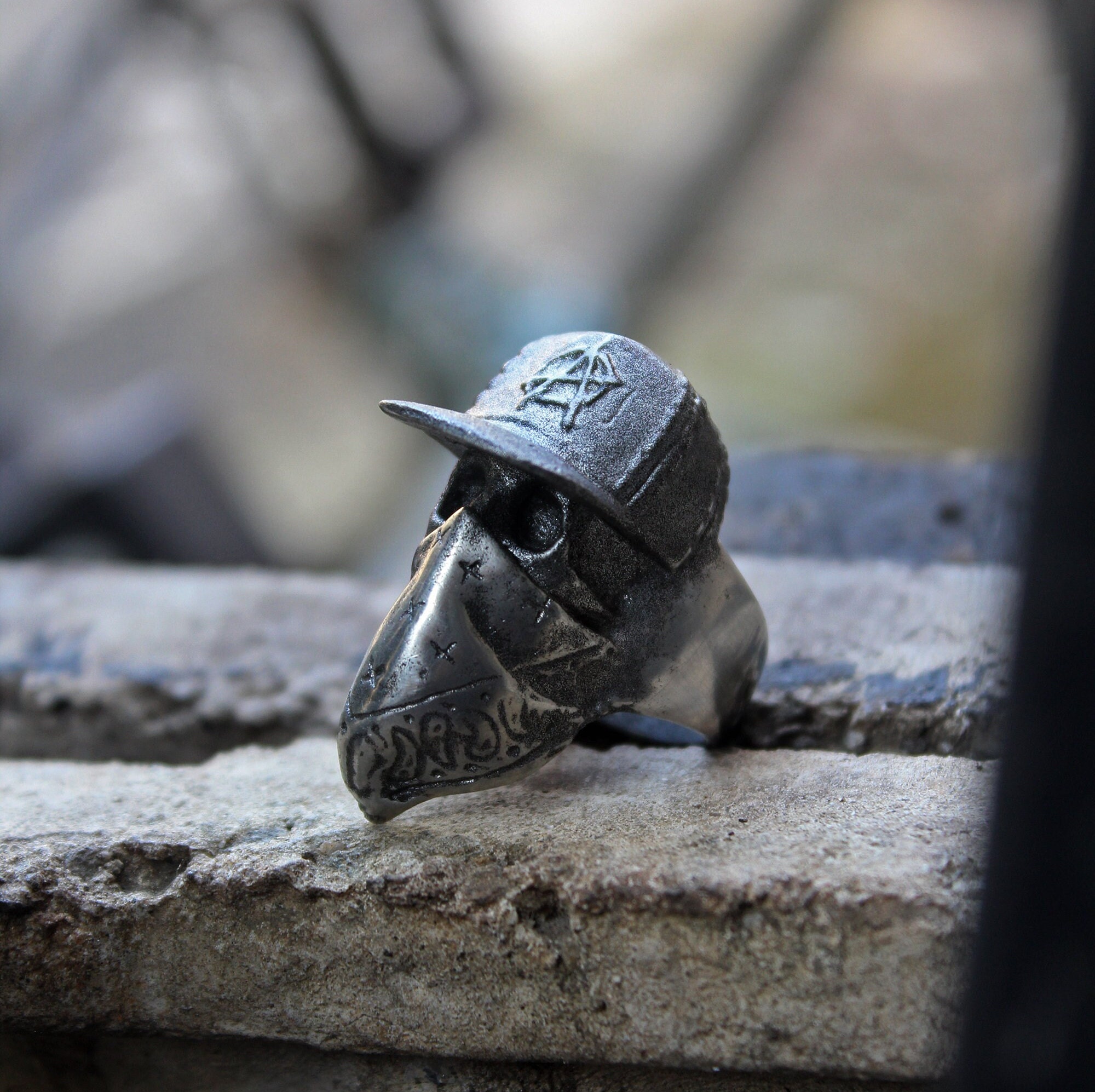 Anarchy Snapback Gangster Skull Ring, Handmade Lead Free Pewter Skull ...