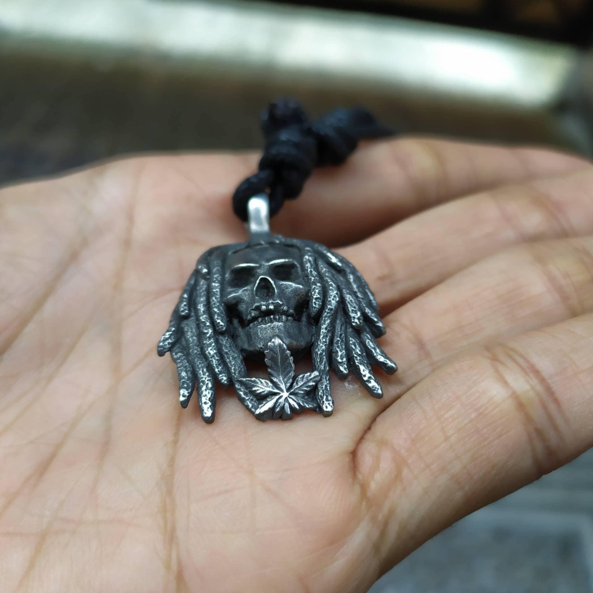 Rasta Man Dreadlocks Reggae Jamaican Style Skull Pendant, Handmade Lead ...