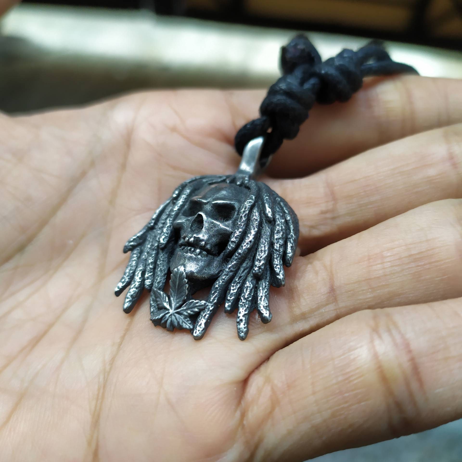 Rasta Man Dreadlocks Reggae Jamaican Style Skull Pendant, Handmade Lead ...
