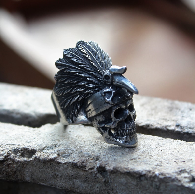 Dayak Borneo Indonesia Ethnic Skull Ring, Handmade Lead Free Pewter ...