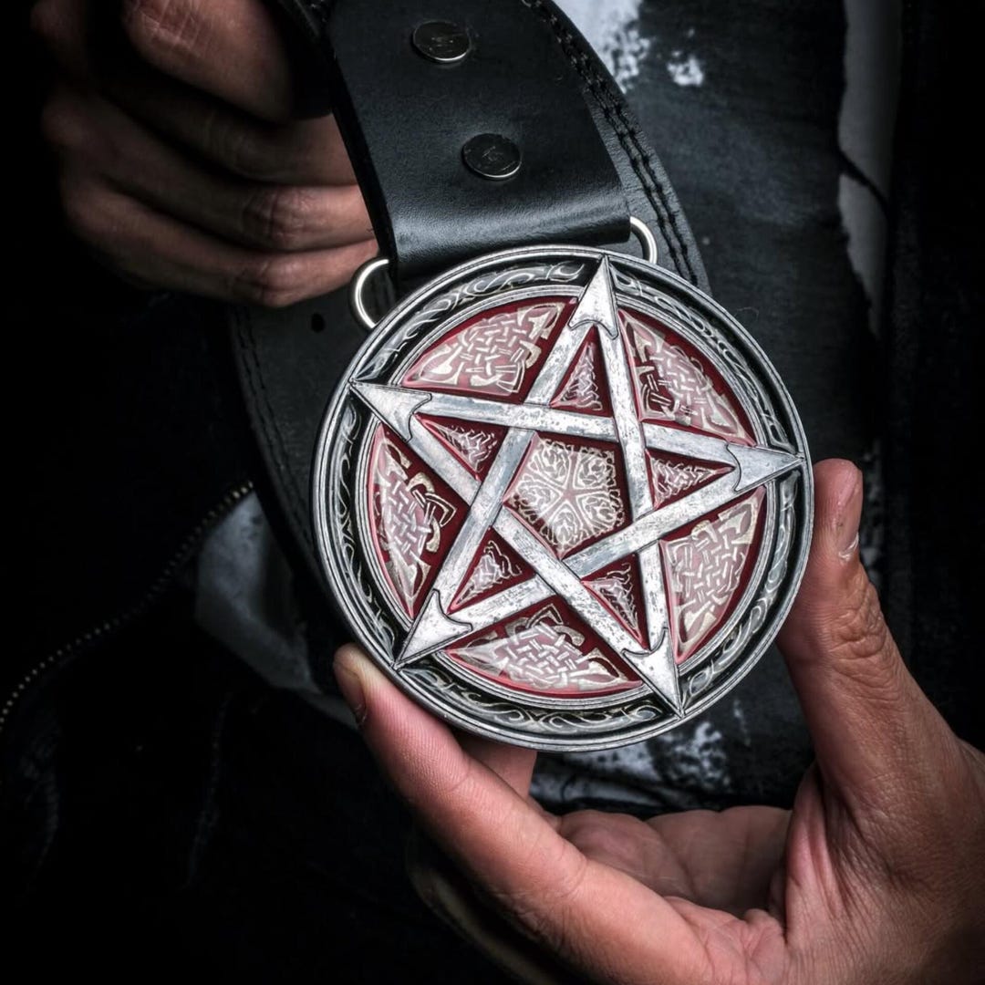 Handmade Satanic Pentagram Cult 666 Belt Buckle. Oxidized Lead Free ...