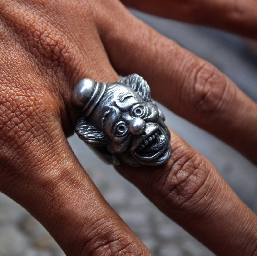 Creepy Clown Scary Killer Ring, Handmade Lead Free Pewter Ring, Perfect ...
