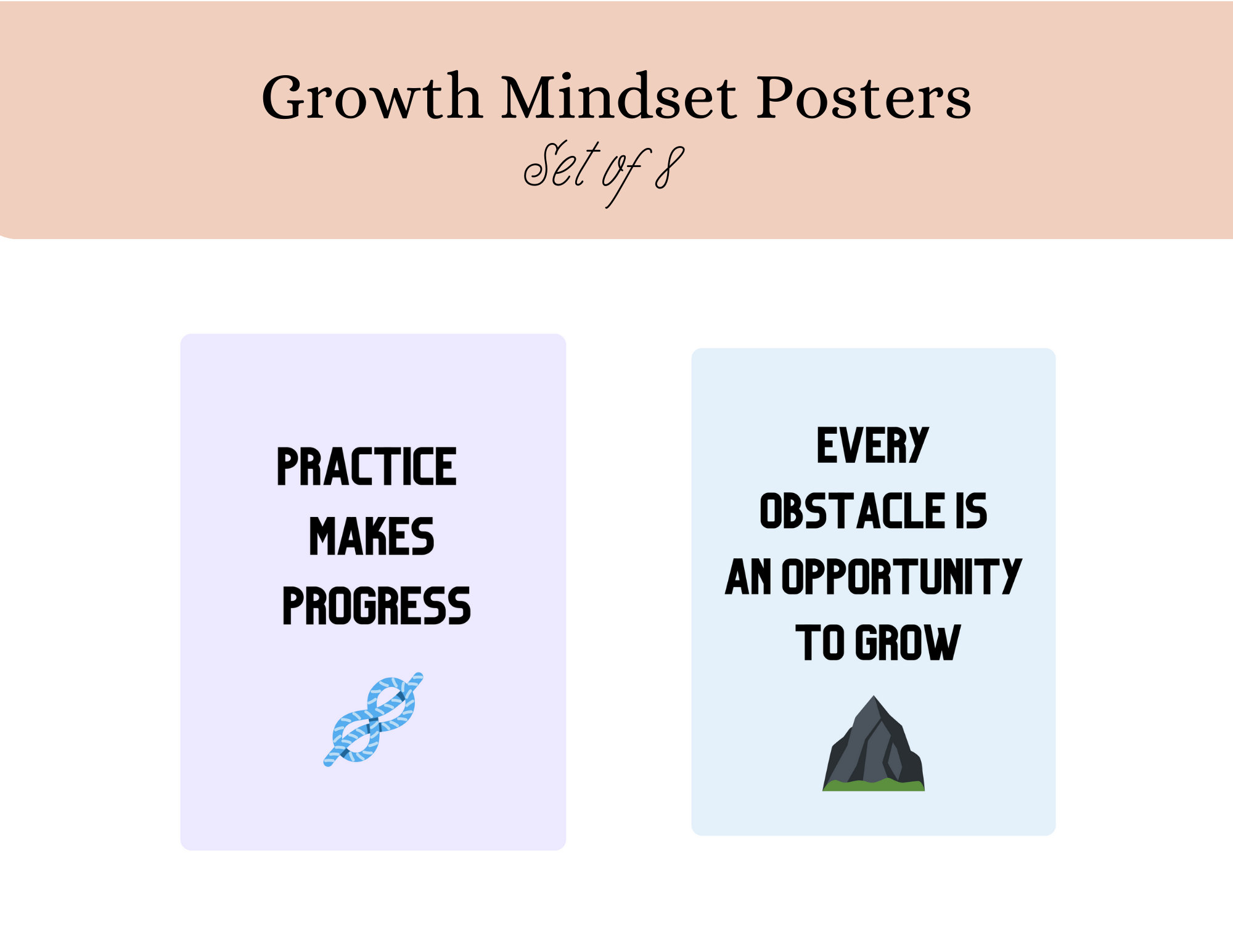Growth Mindset Classroom Poster Set of 8, School and Classroom Decor ...