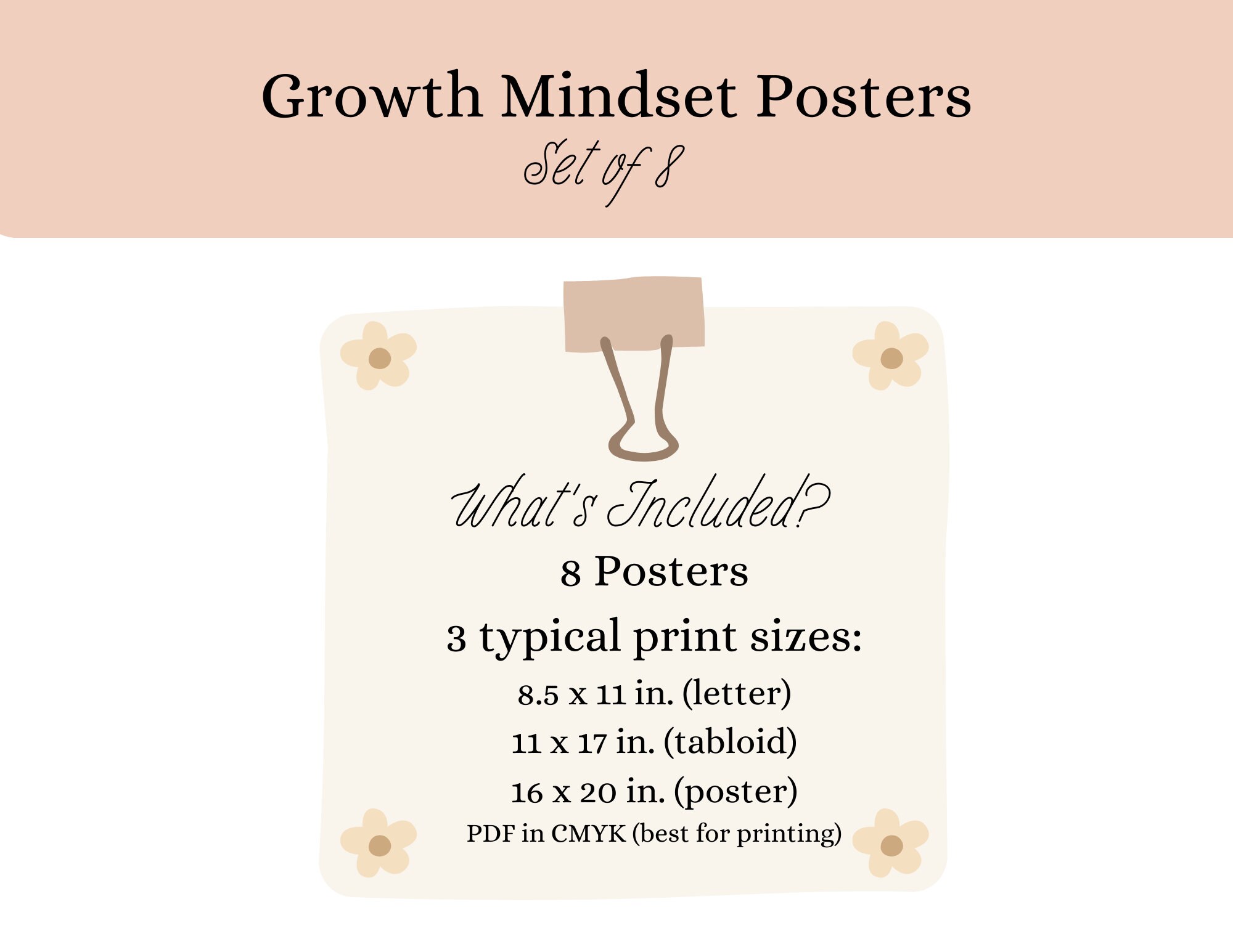 Growth Mindset Classroom Poster Set of 8 School and Classroom - Etsy
