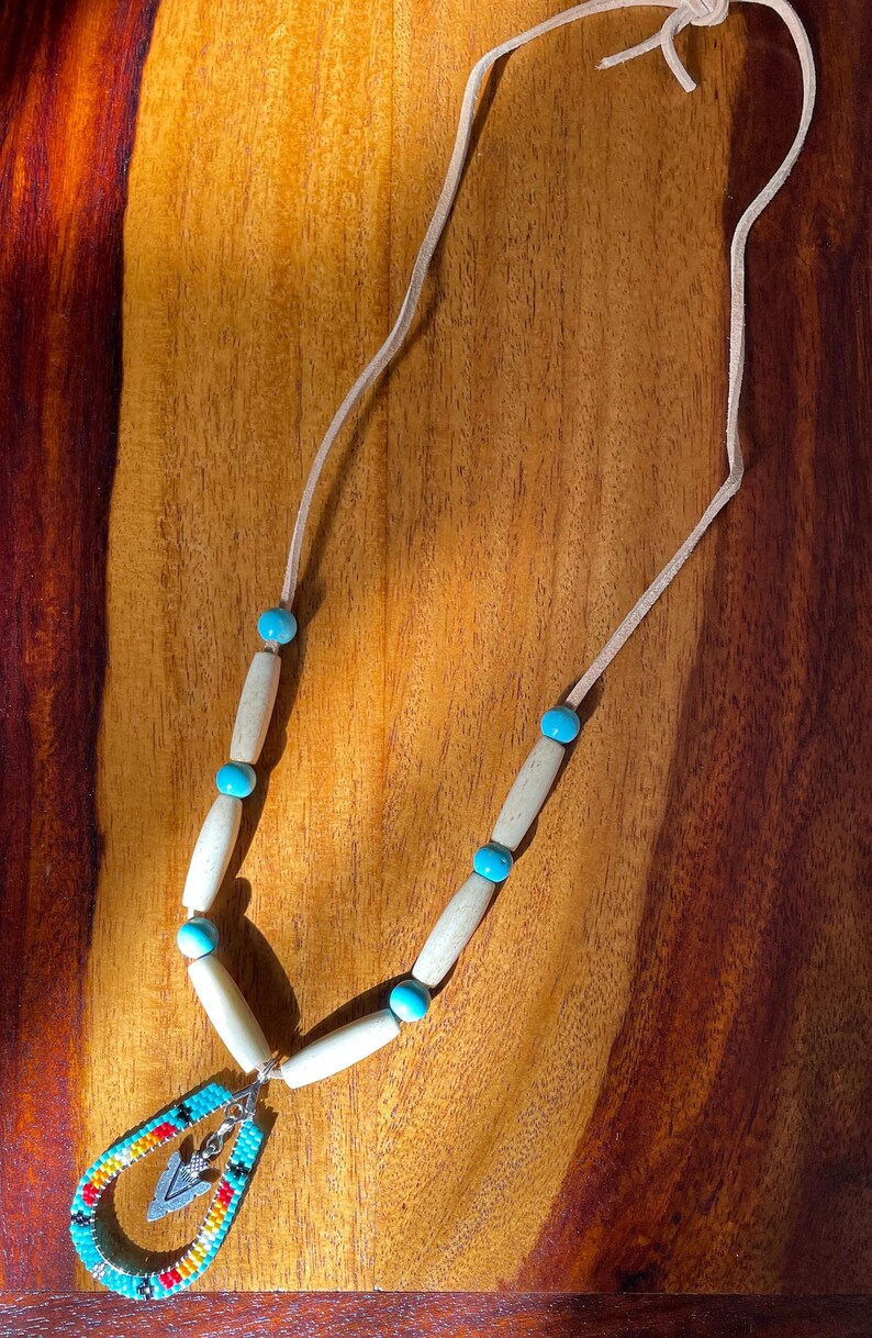 Native Style Hoop Design on Bone Necklace - Etsy