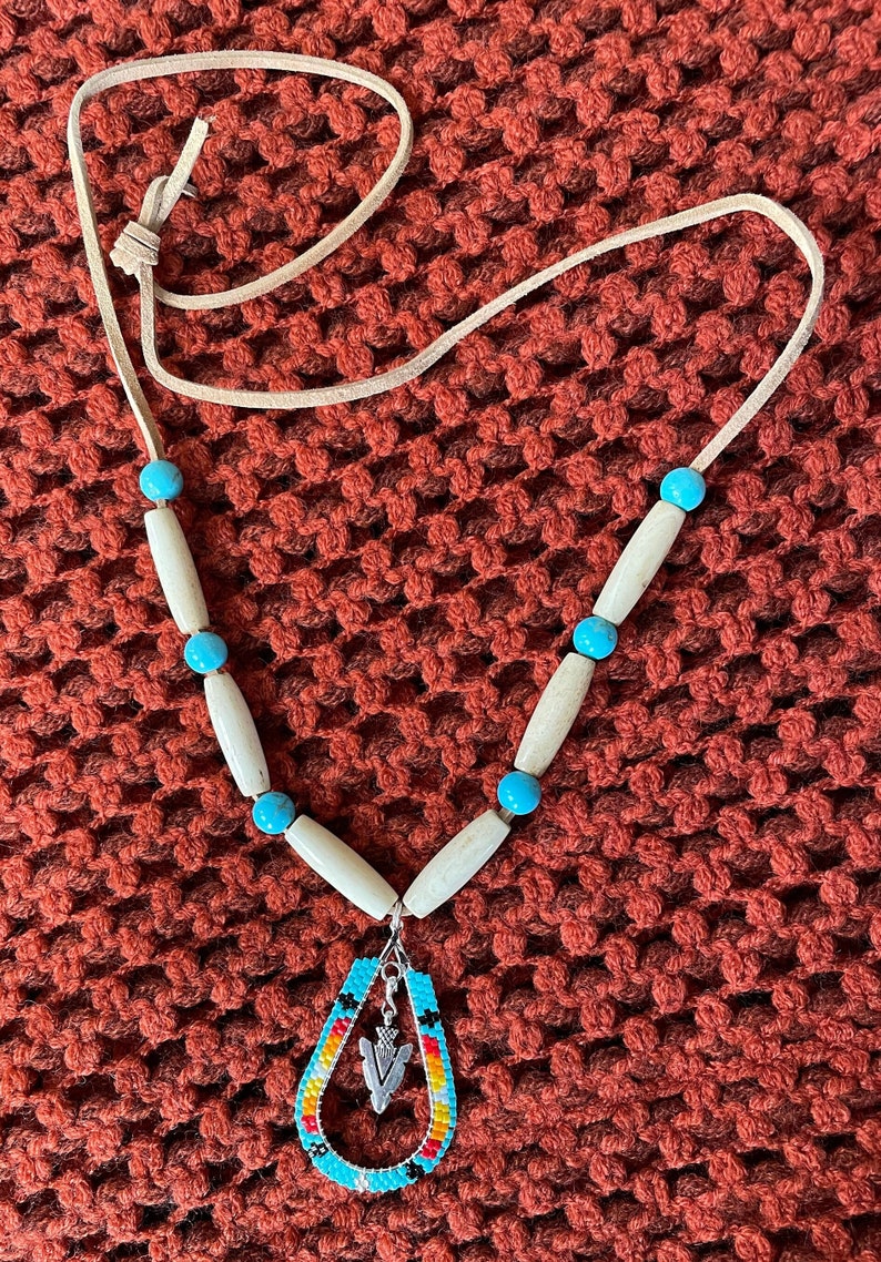 Native Style Hoop Design on Bone Necklace - Etsy