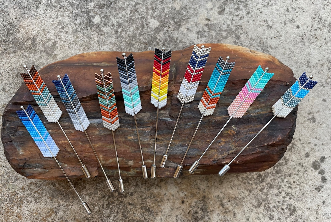 Native Beaded Hat Pin/lapel Pin - Etsy
