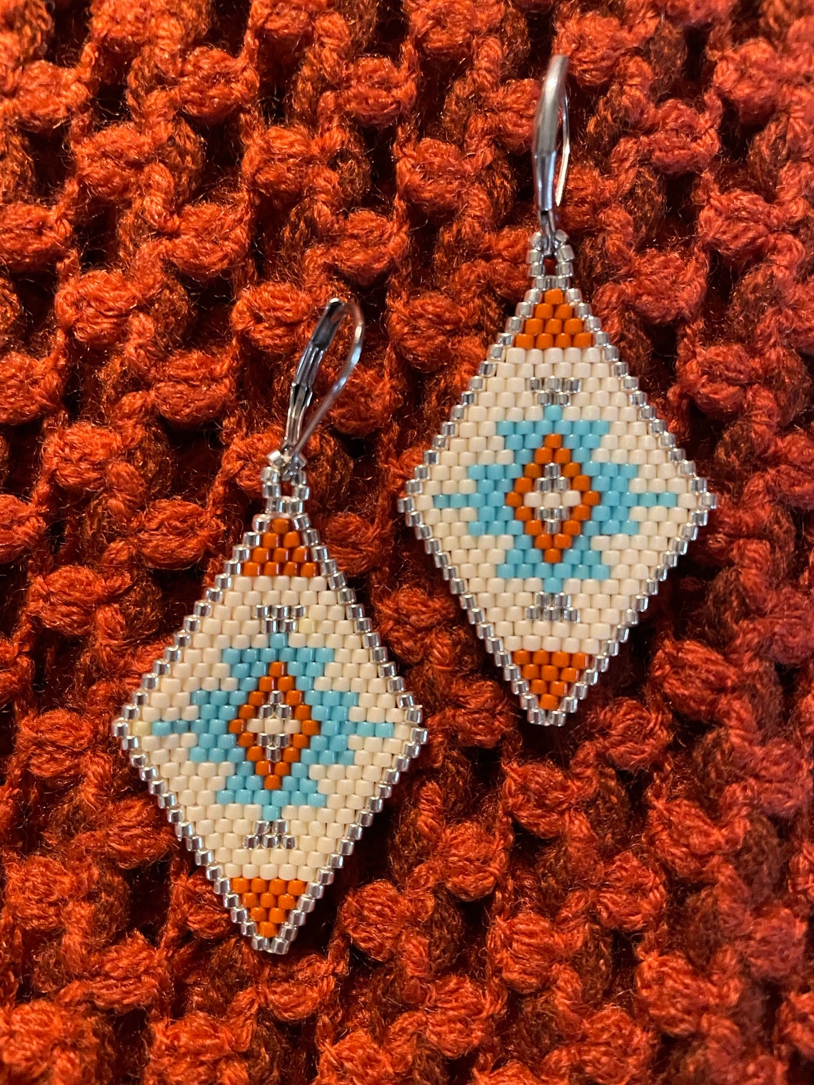 Native Beaded Diamond Earrings - Etsy