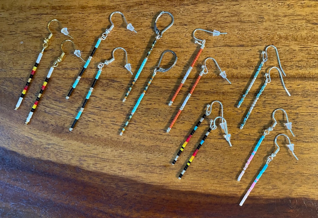 Native & Handmade Single Rod Earrings: DELICA BEADS - Etsy