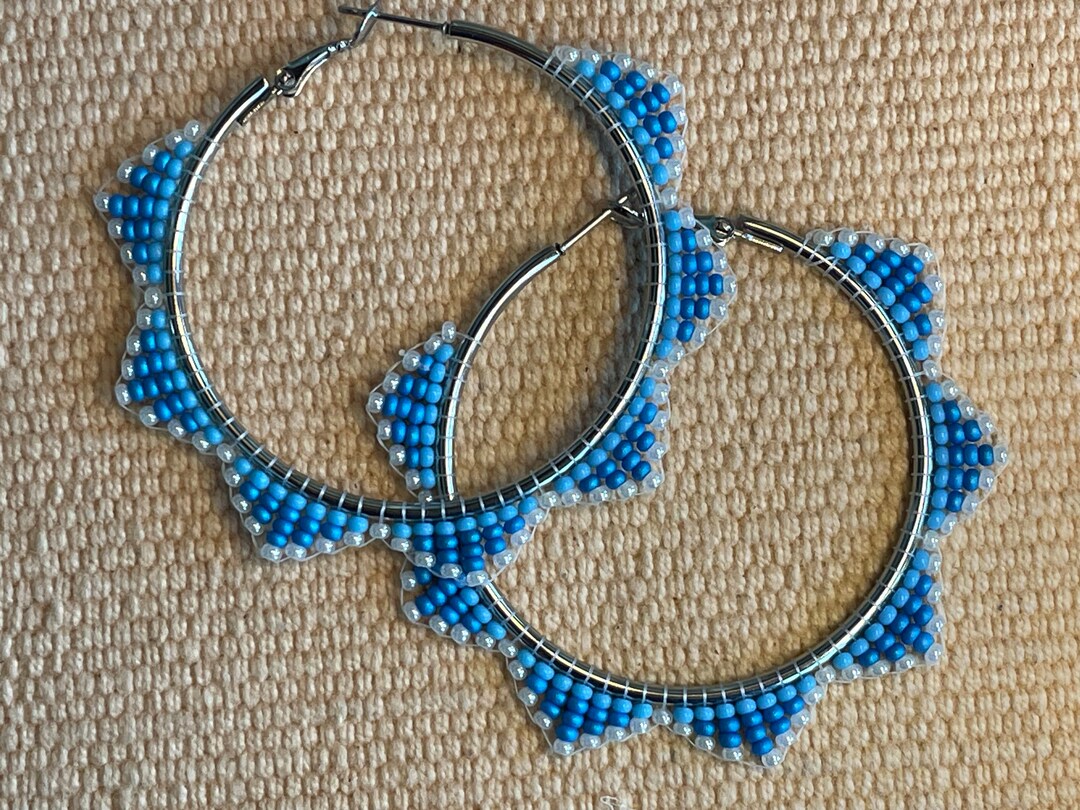 Native Beaded Ladderstitch Hoop Earrings - Etsy