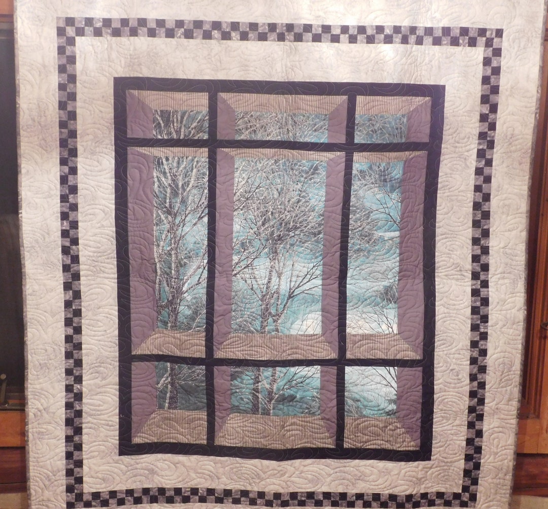 Handmade Throw/ Window Design/grey and Turquoise/nature Theme - Etsy