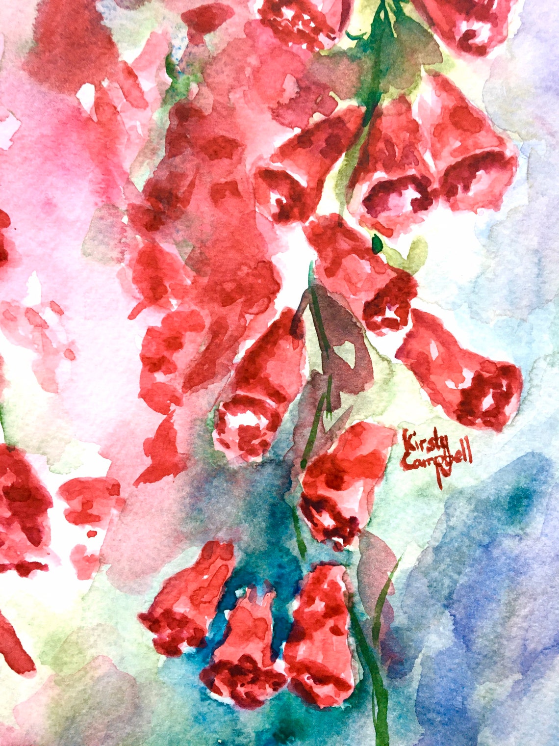 Abstract Foxglove Watercolour // Original Watercolour Sketch - Etsy UK