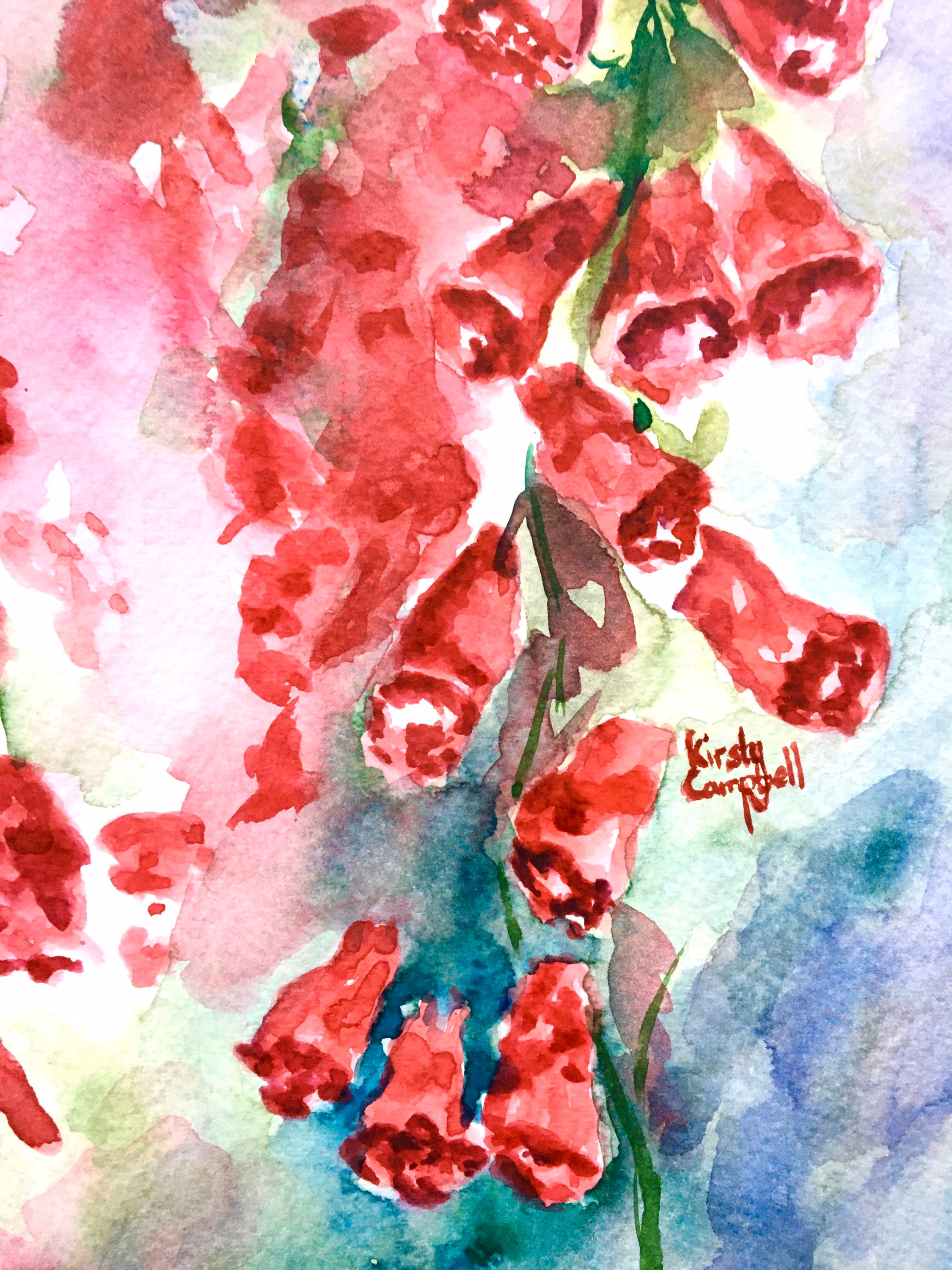 Abstract Foxglove Watercolour // Original Watercolour Sketch - Etsy UK