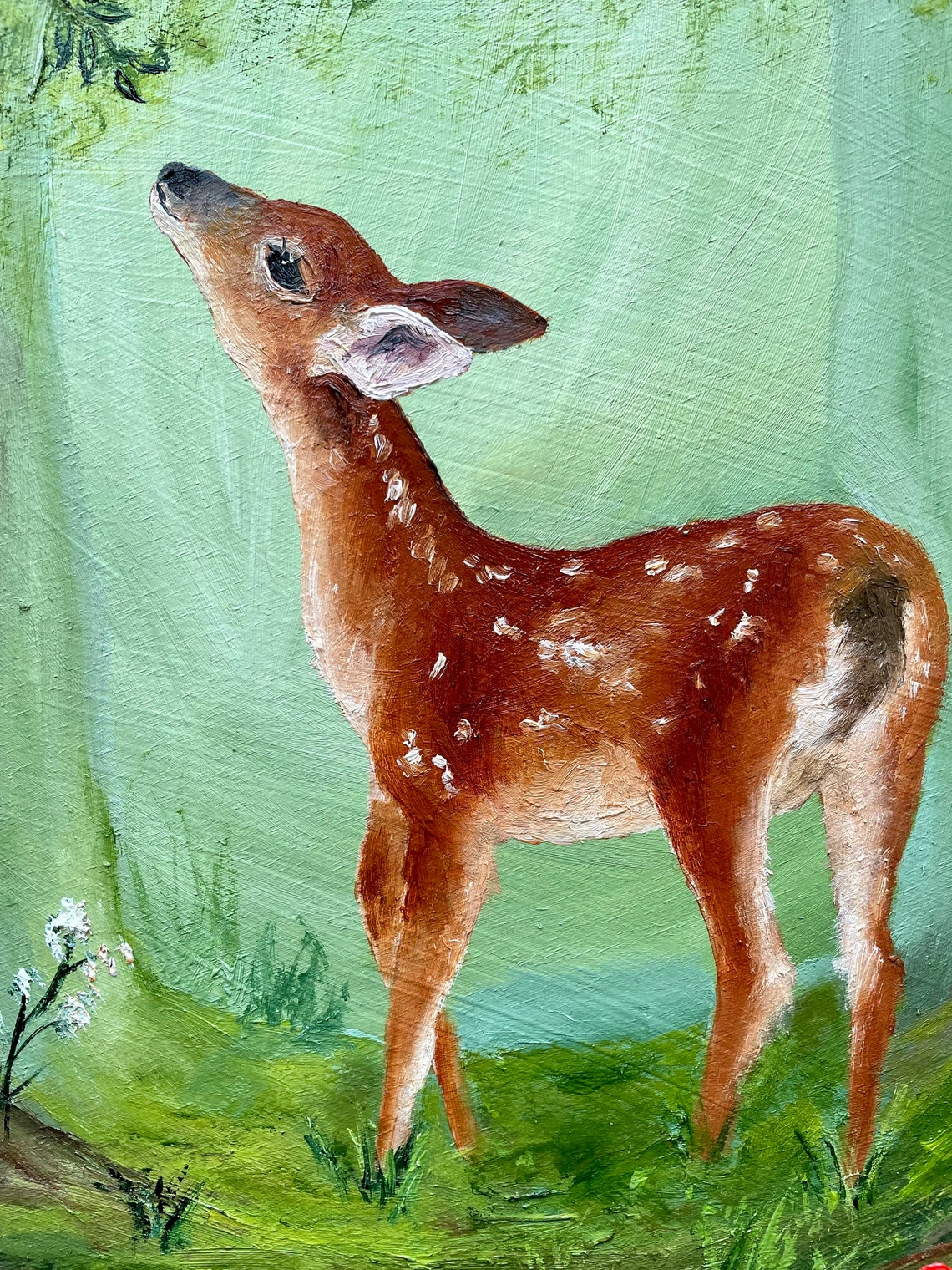 Bambi // Original Oil Painting on Board 16x16” - Etsy