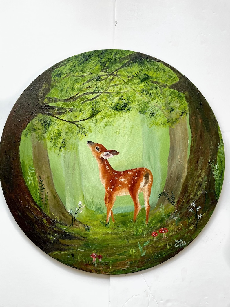 Bambi // Original Oil Painting on Board 16x16” - Etsy