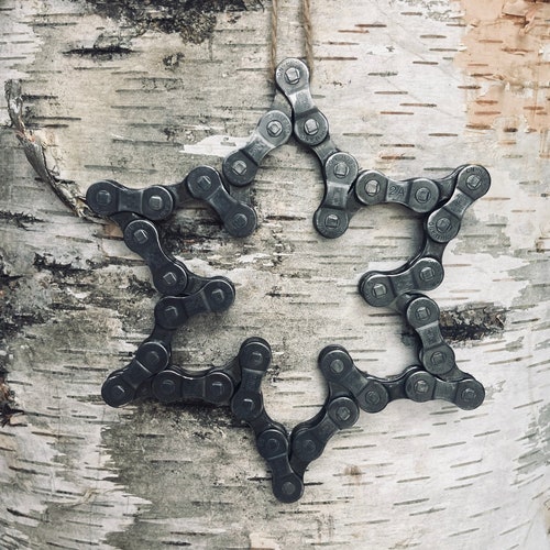 Upcycled Bike Chain Glittery Snowflake Ornament - Etsy