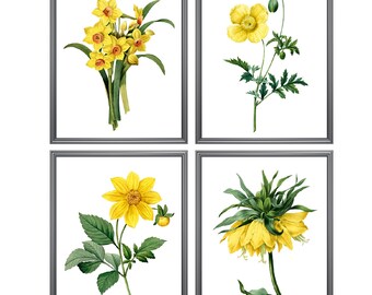 Yellow flowers print | Etsy