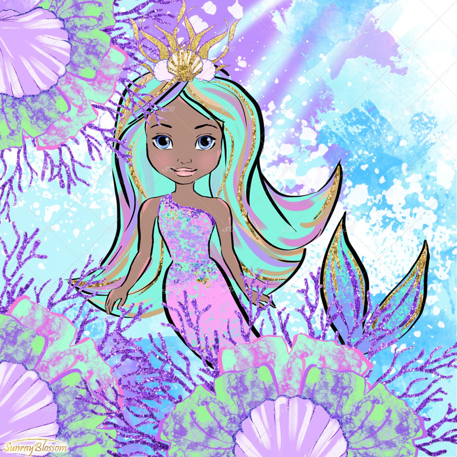 Mermaid Clipart Princess Mermaid Clipart Planner Stickers Siren Mermaid ...